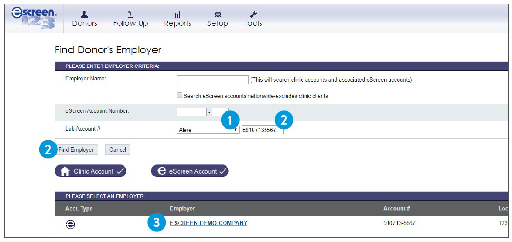 Select the Lab . Enter the Lab Account Number , and click Find employer ...